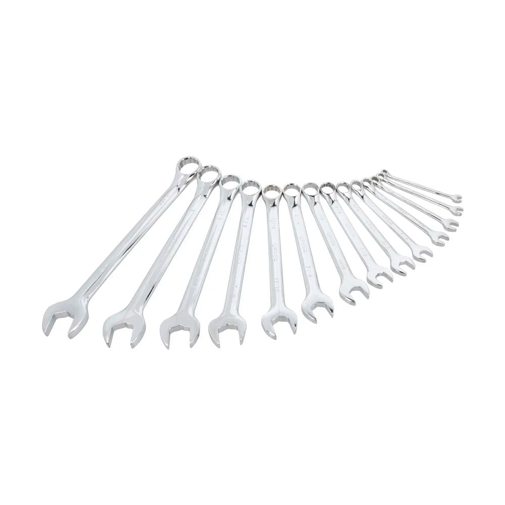 Juego de llaves combinadas pulido espejo en pulgadas, 12 puntas, 14 pz – Distribuidora Herrera