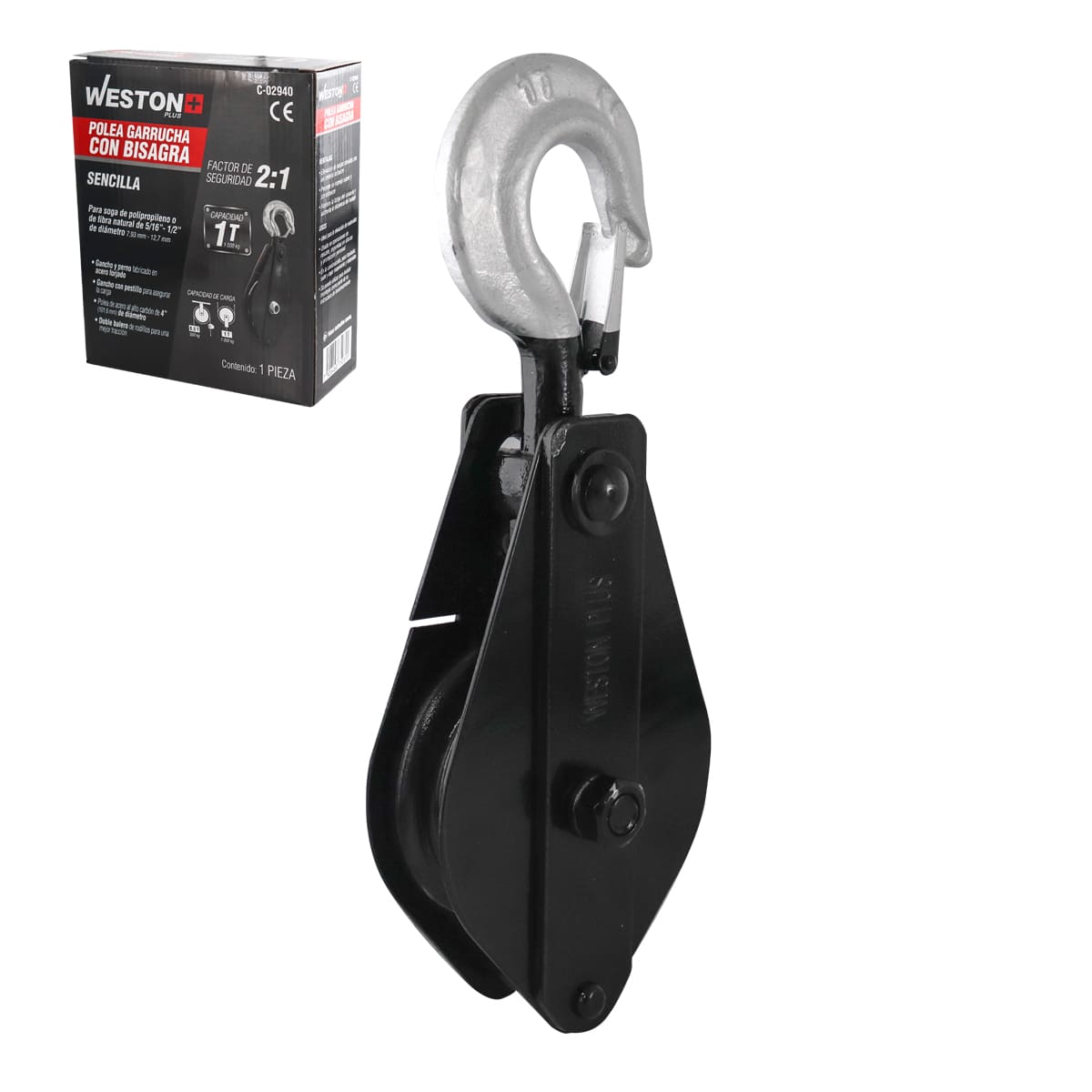 POLEA GARRUCHA SENCILLA C/BISAGRA 4" CAP – Distribuidora Herrera