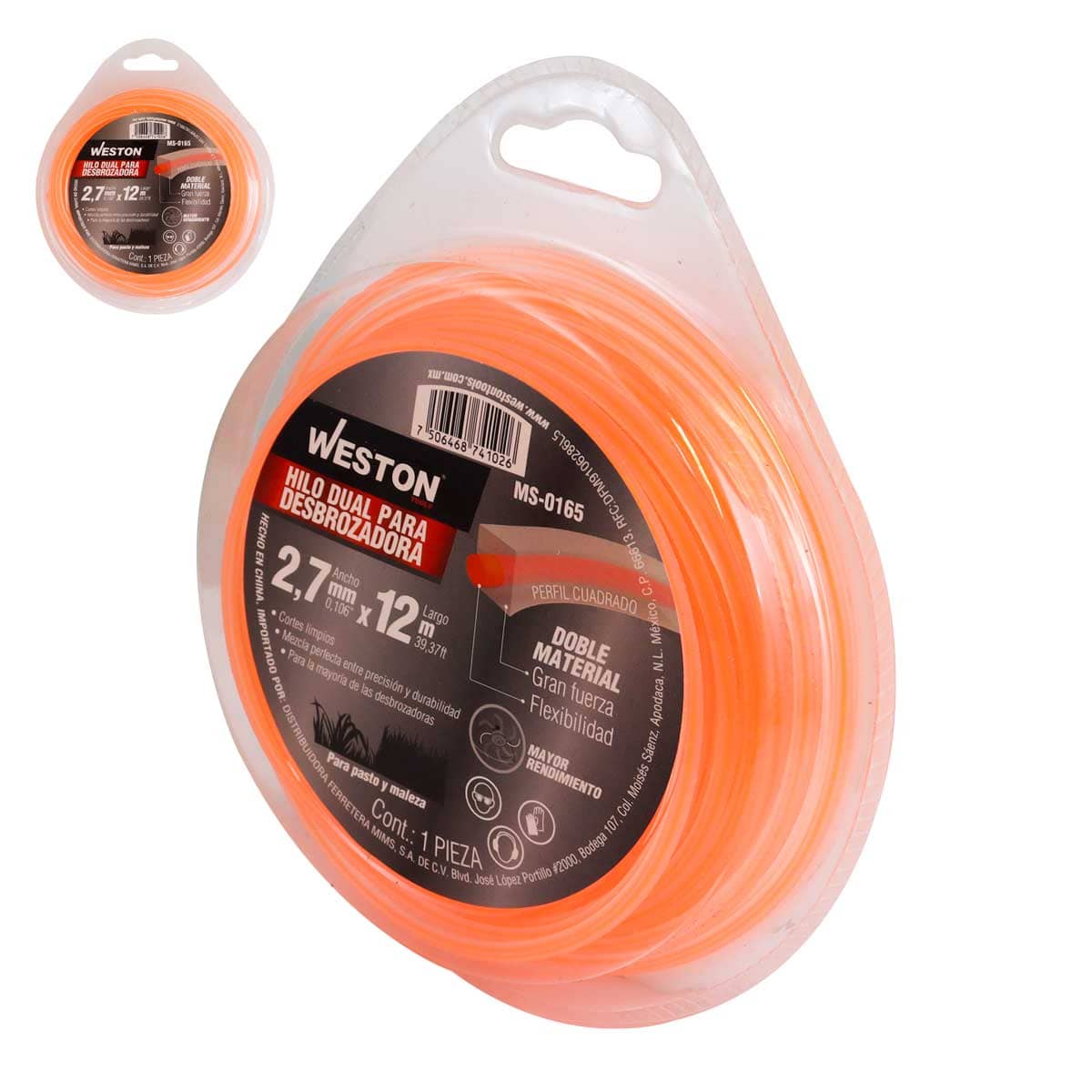HILO DUAL P/DESBROZADORA EN BLISTER 2.7m – Distribuidora Herrera